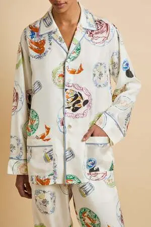 Olivia Von Halle Yves Córdoba Seafood Pajamas - Ivory