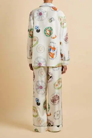 Olivia Von Halle Yves Córdoba Seafood Pajamas - Ivory