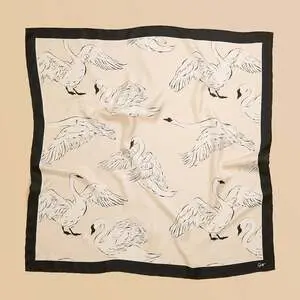 Olivia Von Halle Dunaway Blanca Swan Scarf - Cream