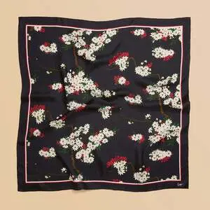 Olivia Von Halle Dunaway René Blossom Scarf - Black