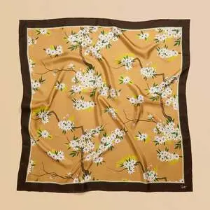 Olivia Von Halle Dunaway Carmena Blossom Scarf - Yellow