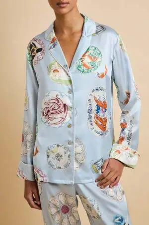 Olivia Von Halle Lila Cadiz Seafood Pajamas - Blue