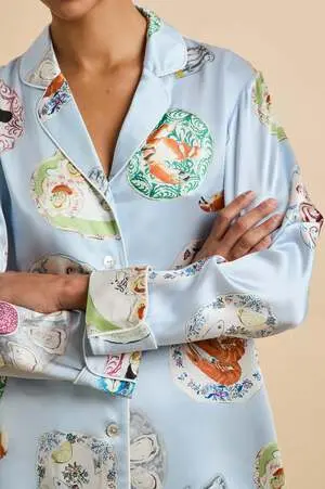 Olivia Von Halle Lila Cadiz Seafood Pajamas - Blue