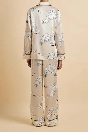 Olivia Von Halle Lila Blanca Swan Pajamas - Cream
