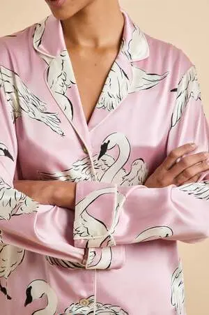 Olivia Von Halle Lila Selene Swan Pajamas - Pink