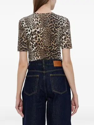 GANNI Leopard Print Organic Cotton T-shirt - Multi