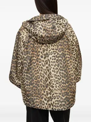 GANNI Leopard Print Hooded Blouson Jacket - Multi