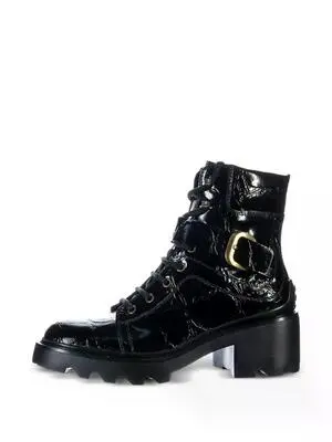 TOD'S Croc-effect Buckled Combat Boots