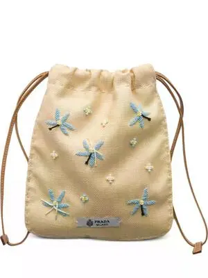 Prada Embroidered-canvas Smartphone Case - Neutrals