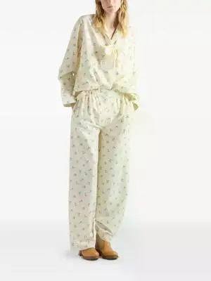 Prada Floral Print Wide Leg Trousers