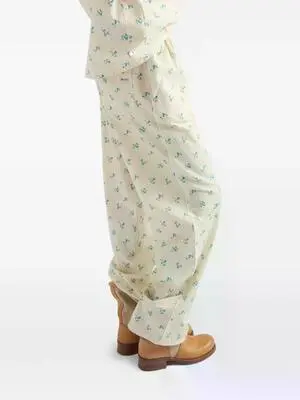 Prada Floral Print Wide Leg Trousers