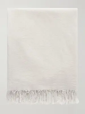 THE ROW Parla Fringed Cotton Scarf - Gray