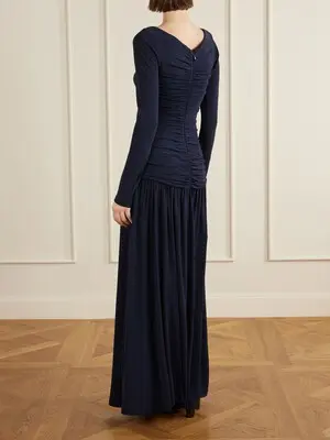 LA LIGNE Ruched Jersey Maxi Dress - Blue