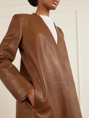 THE ROW Clarisa Leather Knee-length Coat