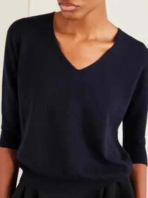 THE ROW Orchidea Cashmere Knit V-neck Sweater