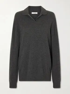THE ROW Oashi Cashmere Knit Polo - Gray