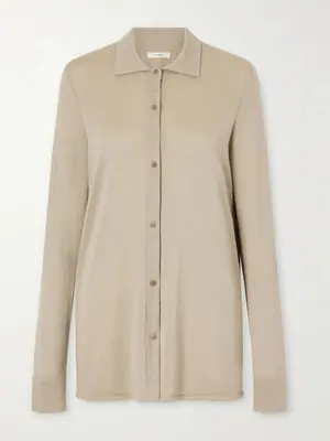 THE ROW Ocari' Cashmere And Silk-blend Polo Knit