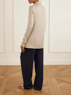 THE ROW Ocari' Cashmere And Silk-blend Polo Knit