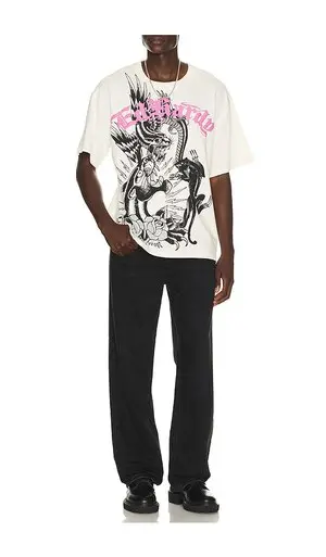 Ed Hardy Panthers Boxy Tee In Cream