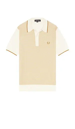 Fred Perry Tonic Waffle Knitted Polo In Cream