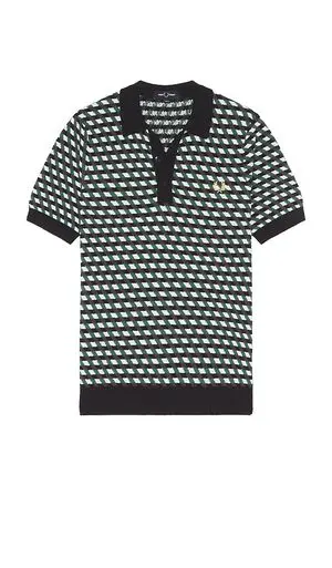 Fred Perry Geometric Knitted Polo In Blue