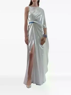 GEMY MAALOUF Asymmetrical Pleated Metallic Dress