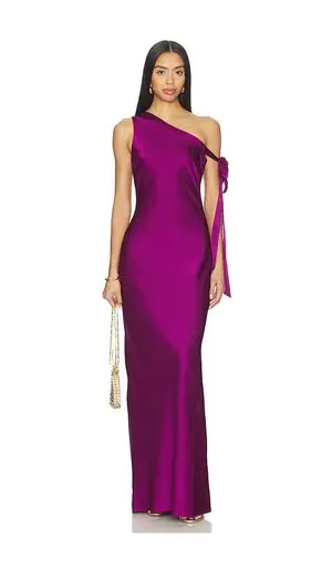 RUNAWAY THE LABEL One Shoulder Maxi Dress - Plum