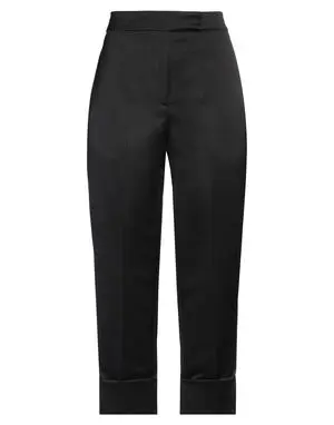 SEMICOUTURE Satin High-waisted Tapered Cropped Pants - Black