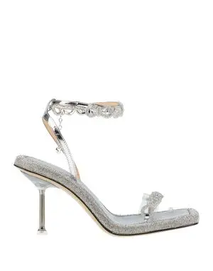 Mach & Mach Embellished Pvc And Leather Sandals With Geometric Heel