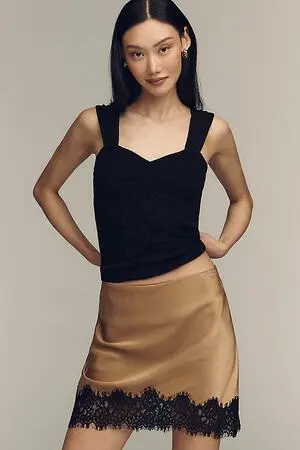 Sanctuary Sat Lace Skirt - Tan