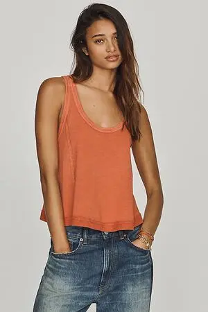 PILCRO Cotton Knit Swing Tank Top - Rust