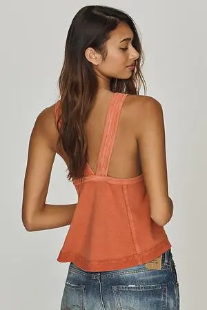 PILCRO Cotton Knit Swing Tank Top - Rust