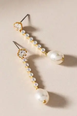 Nadri Crystal Pearl Drop Earrings - Gold