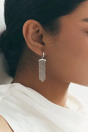 Nadri Rhodium-plated Brass Cubic Zirconia Huggie Hoop Earrings