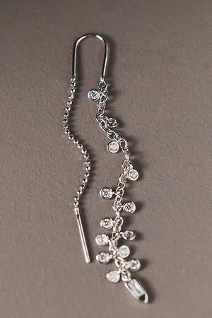 Nadri Threader Drop Earrings With Cubic Zirconia In Rhodium-plated Brass