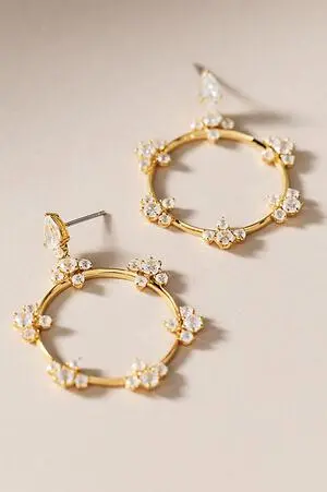 Nadri Frontal Crystal Hoop Earrings