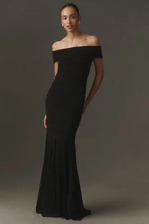 Norma Kamali Shirred Fishtail Gown