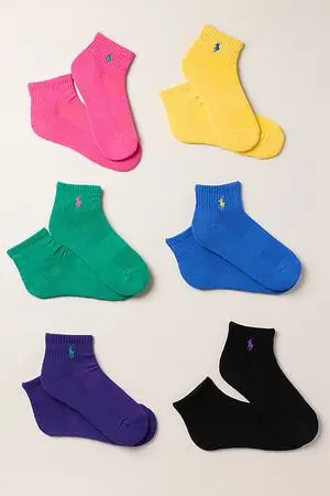 Polo Ralph Lauren Quarter Crew Socks Set Of 6 - Blue