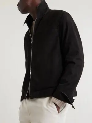 Zegna Suede Zip-up Blouson Jacket