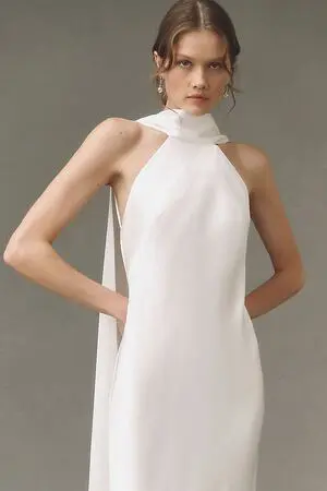 Jenny Yoo Halter-neck Maxi Dress In Satin