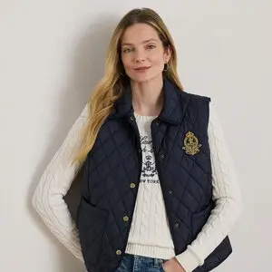 Ralph Lauren Crest-patch Quilted Vest - Dark Navy