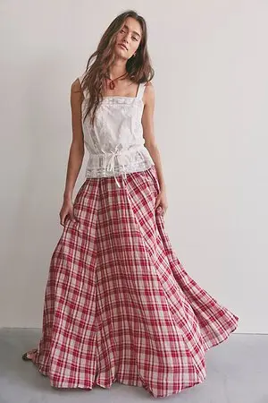 Free People Ives Maxi Skirt - Cherry Combo