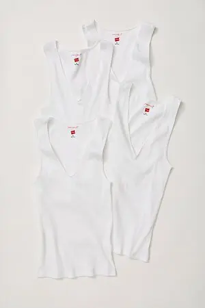FP MOVEMENT X HANES Ribbed V-neck Tank 4-pack - White