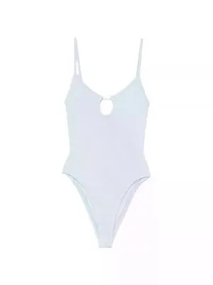 Hunza G Mia Crinkle-effect Cutout Swimsuit - Blue
