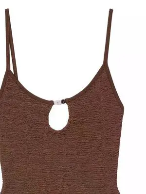 Hunza G Mia Bead-embellished Swimsuit - Brown
