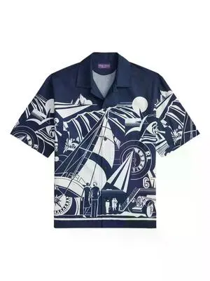 Ralph Lauren Purple Label Print-detail Short-sleeve Shirt - Blue
