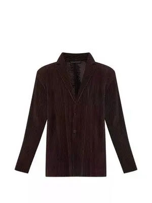 Issey Miyake Pleated Notch-lapel Jacket - Brown