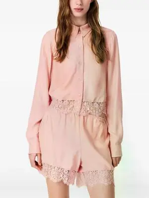 Stella McCartney Cropped Lace-trimmed Silk Blouse