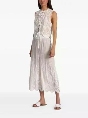 Alice + Olivia Elba Embroidered Pull-on Trousers
