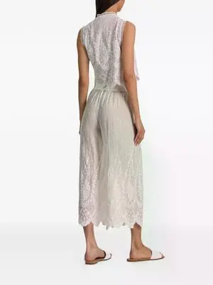 Alice + Olivia Elba Embroidered Pull-on Trousers